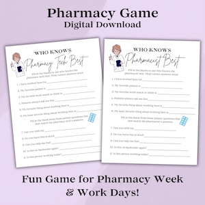 Pharmacy Games *who Knows Pharmacist/pharmacy Tech Best*download ...