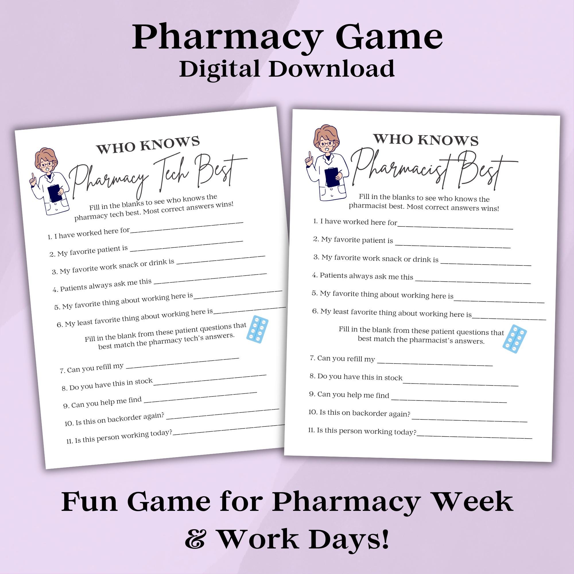 Pharmacy Games *who Knows Pharmacist/pharmacy Tech Best*download ...