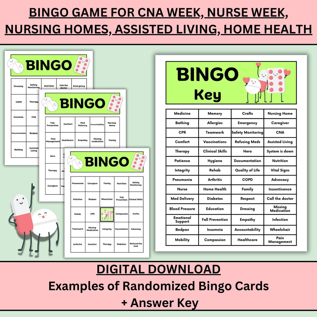 Healthcare Bingo Game: 30 Randomized Sheets (PDF Download) - Etsy