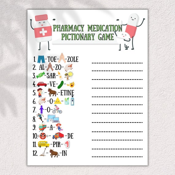 Medical Pictionary Cards Printable Middle School Pictionary Word List
