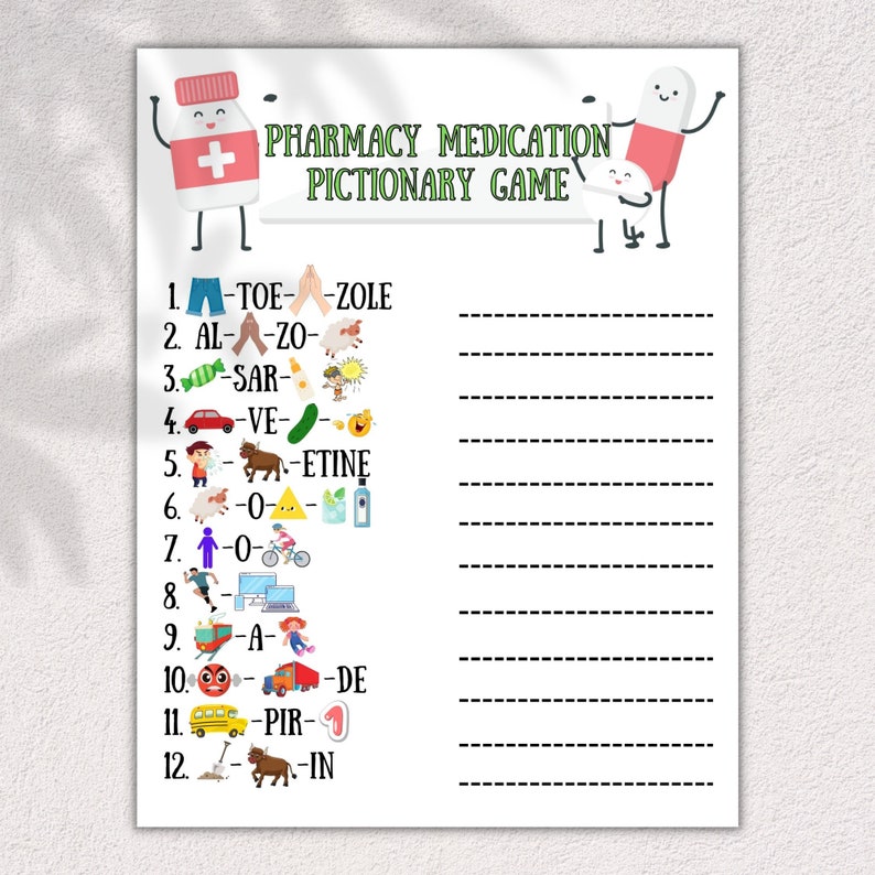 Medication Emoji/pictionary Games: Pharmacy, Medical, Nursing (digital ...