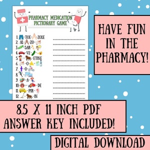 Pharmacy Medication Pictionary Game: Fun Pharmacy Tech Puzzles (PDF) - Etsy
