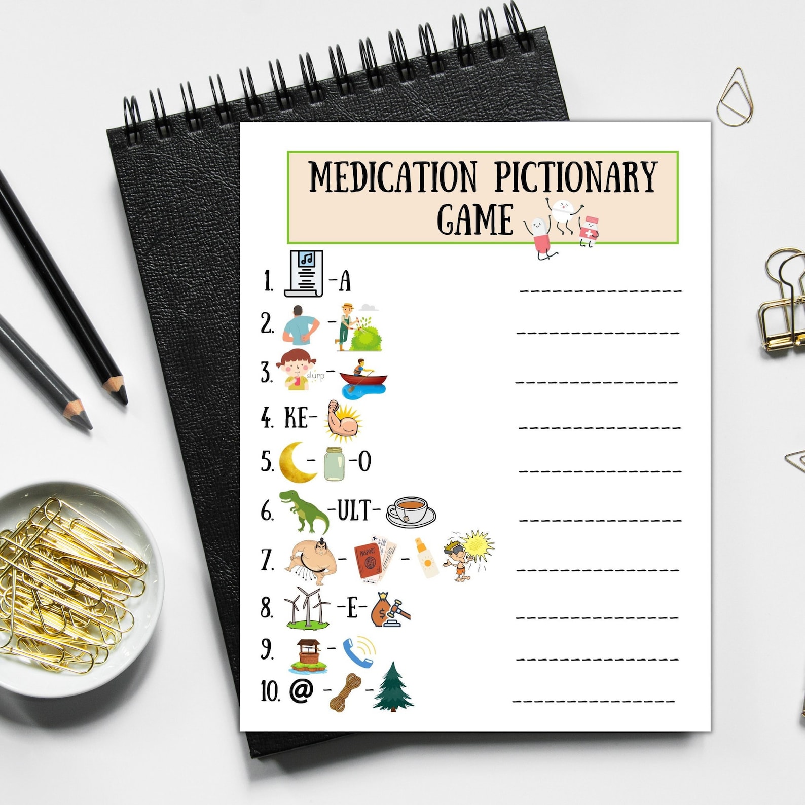 Medication Pictionary Game With Answer Key*pharmacy/hospital/school ...
