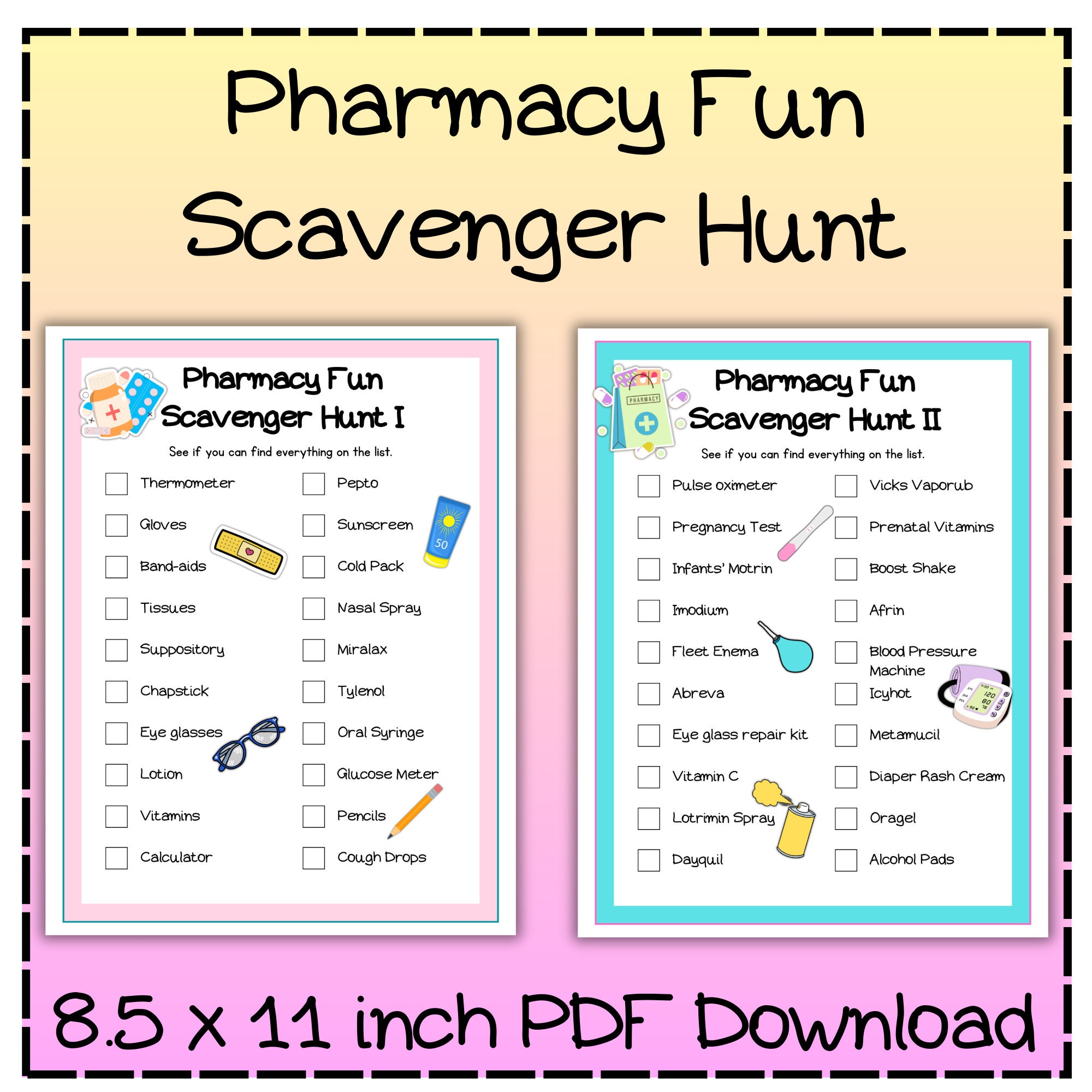 Pharmacy Fun Scavenger Hunt PDF Download-fun Games, Pharmacy Games ...