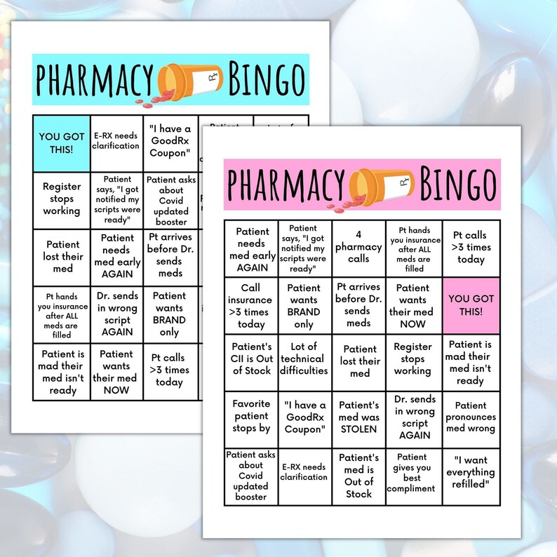 Pharmacy Work Bingo Game: 10 Randomized PDF Sheets (digital Download ...