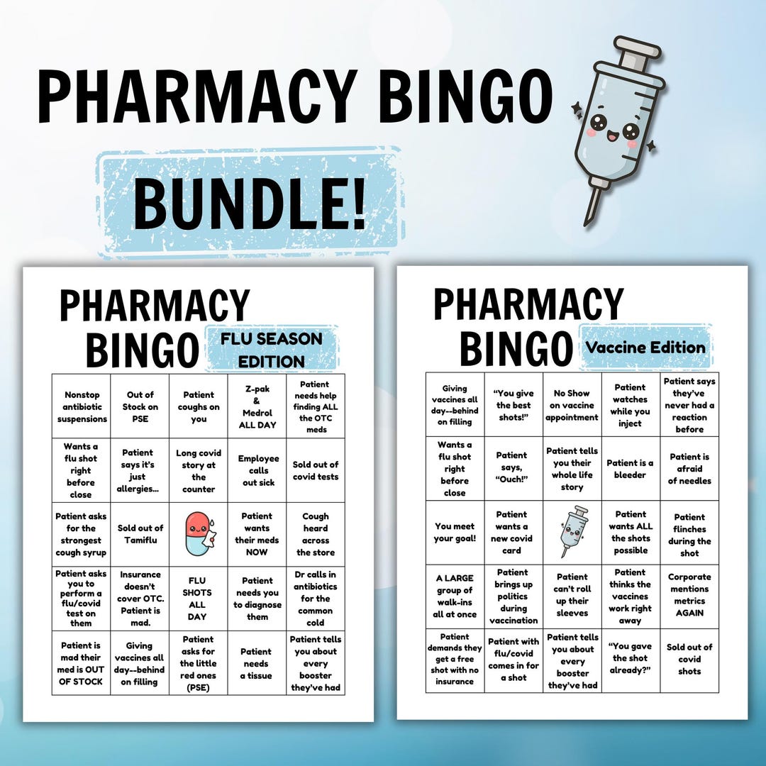 Pharmacy Bingo Game Bundle: Funny Flu Season Printable (PDF) - Etsy