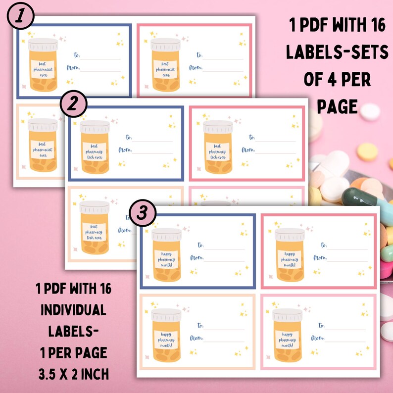 Cute Pharmacy Month Gift Tags, Labels*pharmacy Tech, Pharmacist ...
