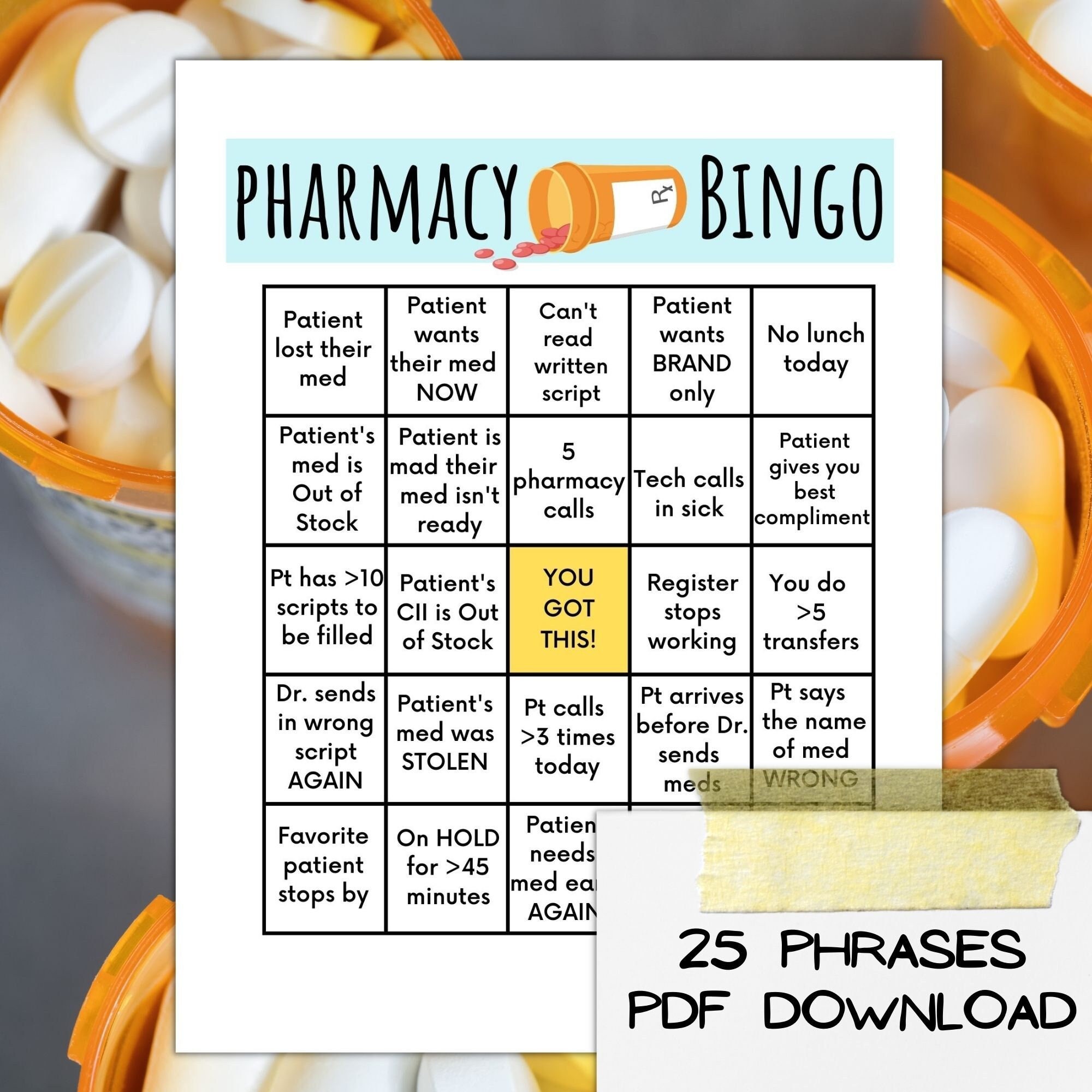 Pharmacy Work Bingo: 10 Randomized Cards (PDF Digital Download) - Etsy