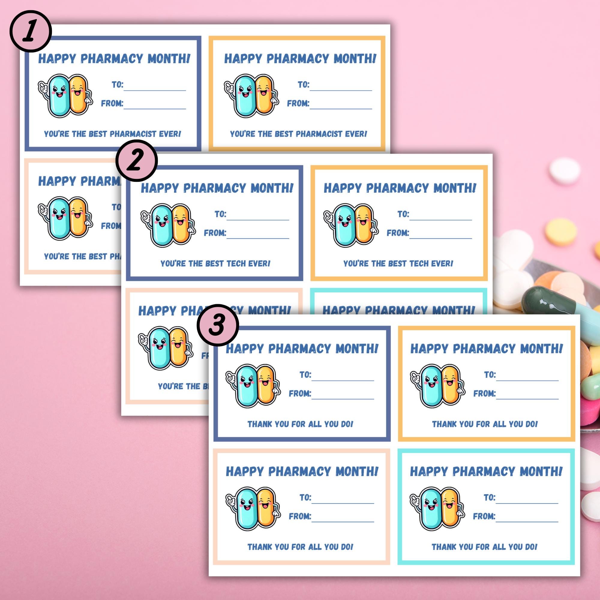 Cute Pharmacy Month Gift Tags, Labels*pharmacy Tech, Pharmacist ...