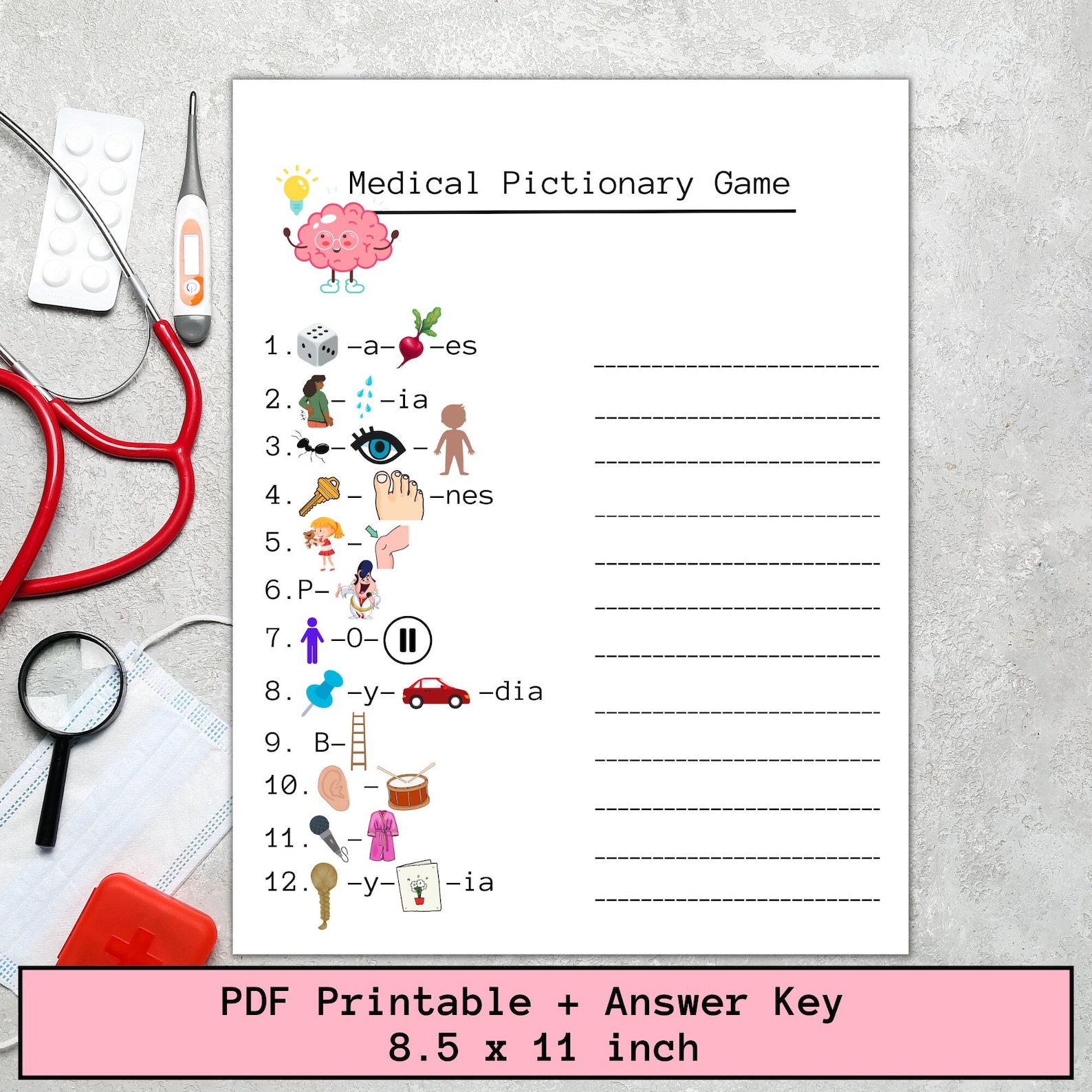 Medical Emoji Pictionary Game: Fun for Nurses, Medical School, Hospital ...