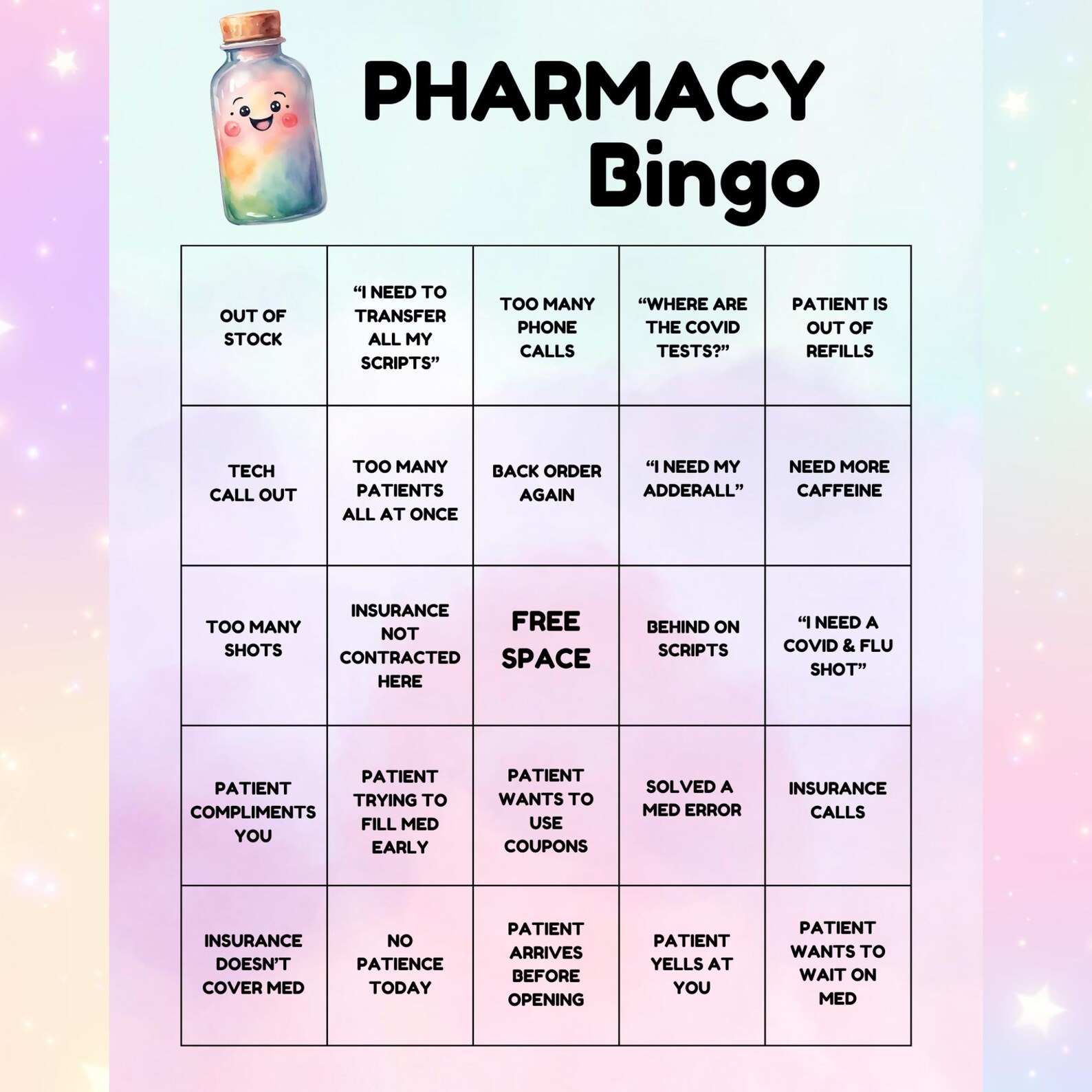 Pharmacy Bingo Game: Fun for Pharmacy Week & Parties (digital Download ...