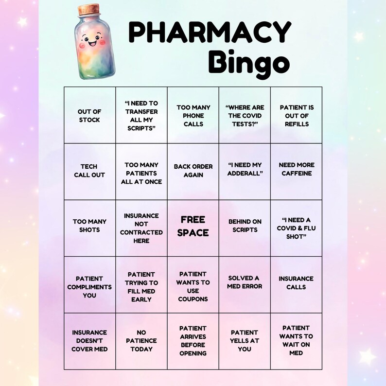 Pharmacy Bingo Game: Fun for Pharmacy Week & Parties (digital Download) - Etsy