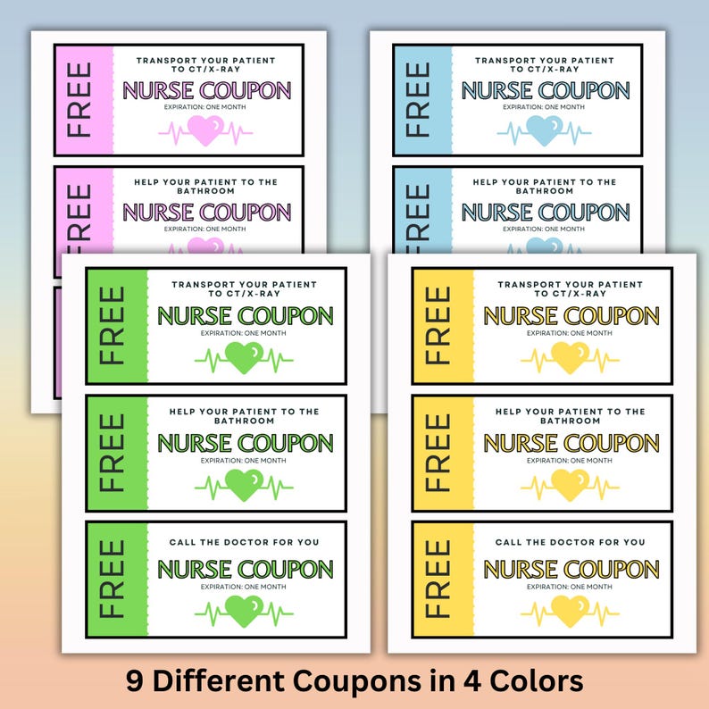 Nurse Coupons-fun & Creative Printable, Perfect for Nurse Week ...
