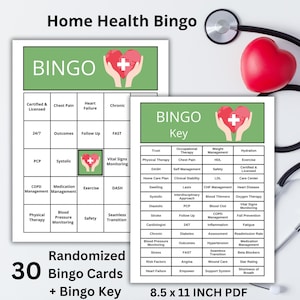 Home Health Bingo Game: 30 Randomized Sheets (PDF Download) - Etsy
