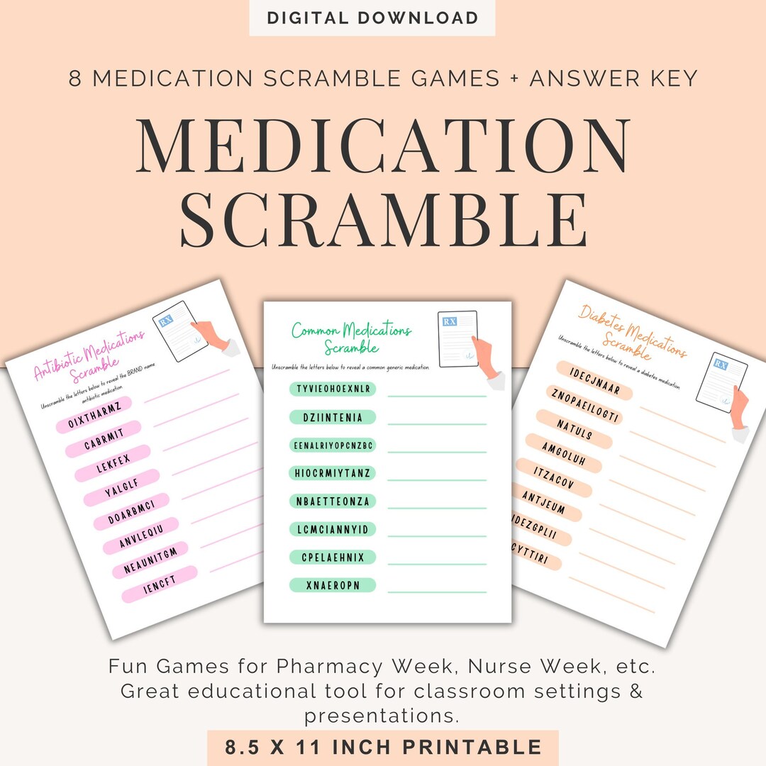Medication Scramble Games: Pharmacy & Nurse Week Activity (digital ...