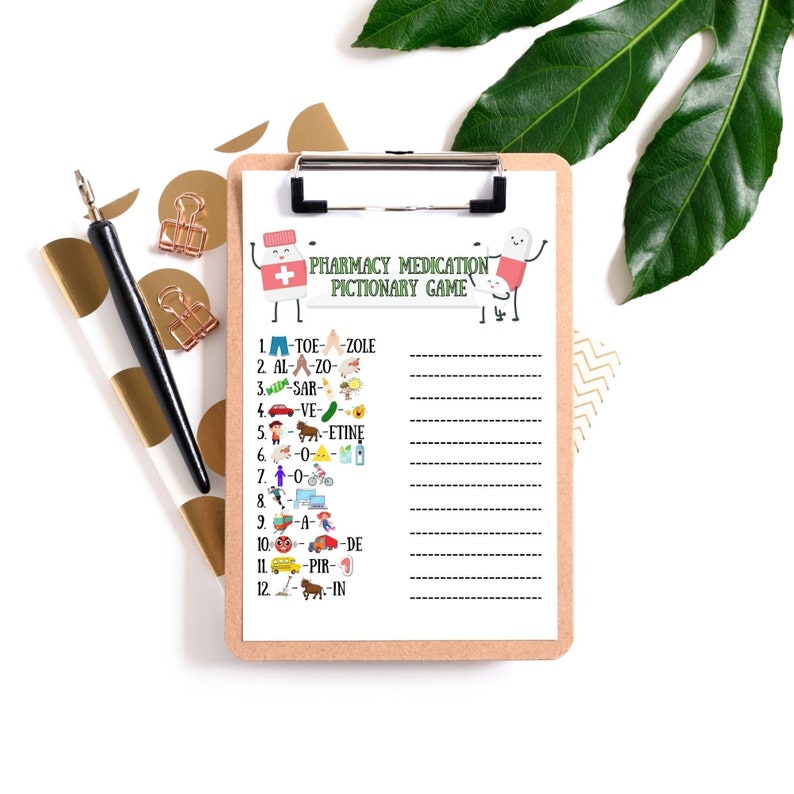 Pharmacy Medication Pictionary Game: Fun Pharmacy Tech Puzzles (PDF) - Etsy