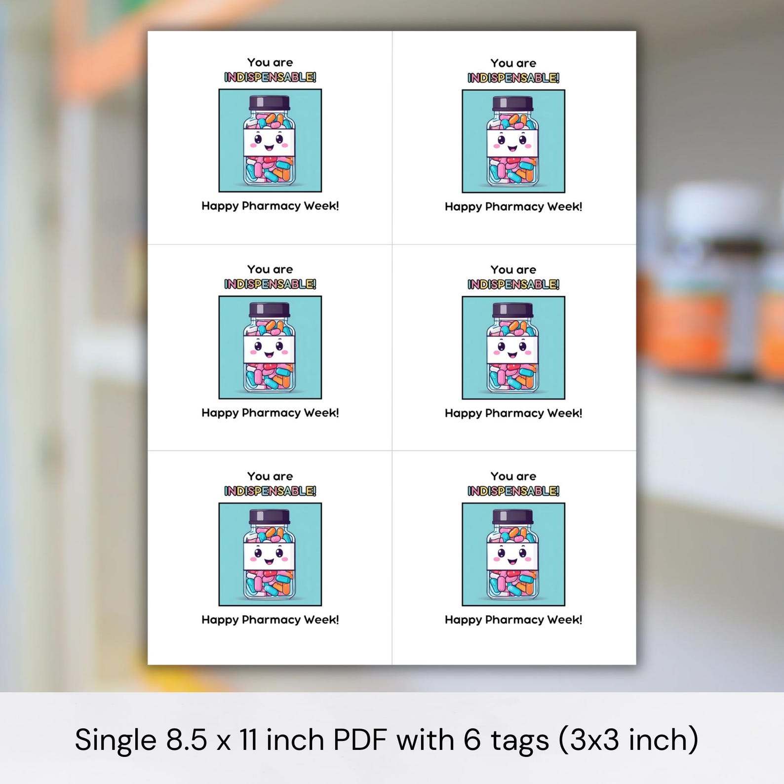Pharmacy Week Gift Tags: Employee Appreciation Printables (digital ...