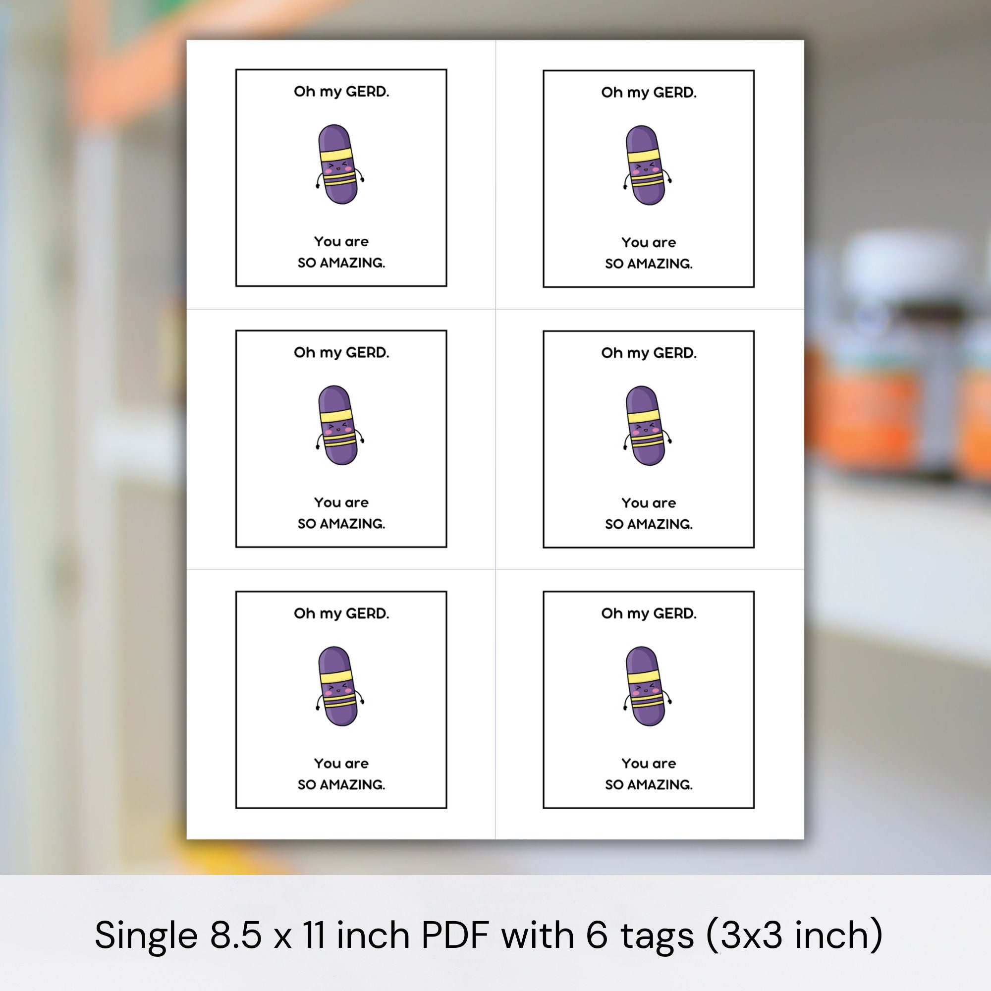Funny 'oh My GERD' Appreciation Gift Tags: Nurse/pharmacy Printable ...