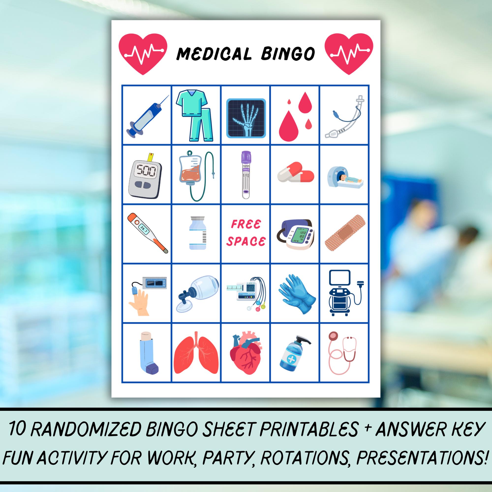 Medical Bingo* Perfect Activity for Med/nursing/pa Students ...
