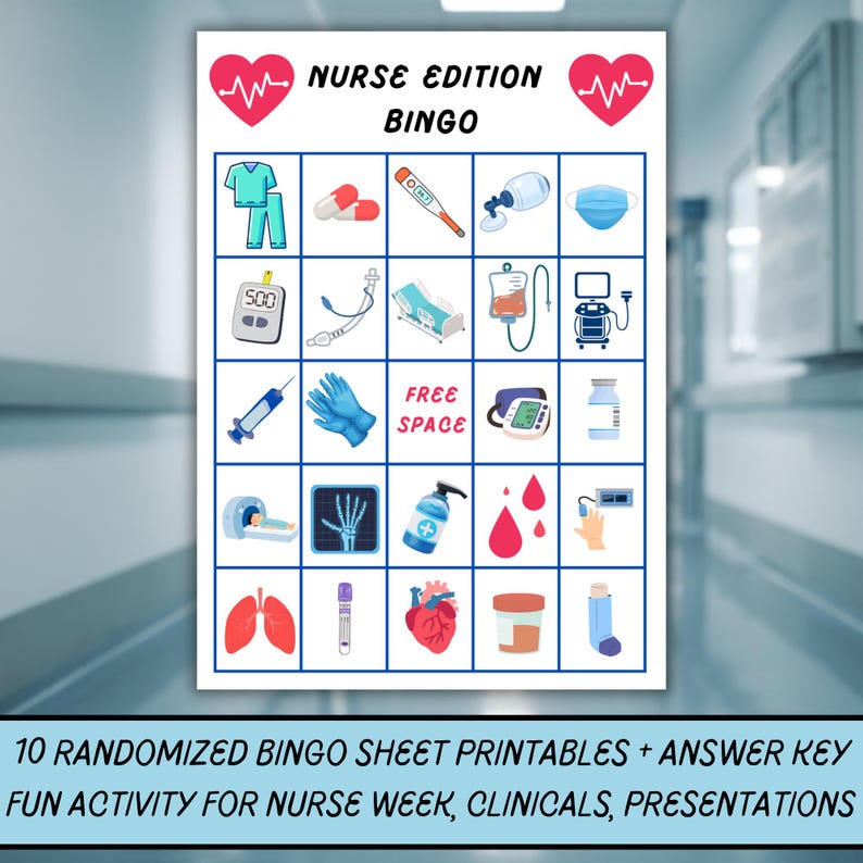 Nurse Edition Bingo: Fun Educational Game (PDF Download) - Etsy