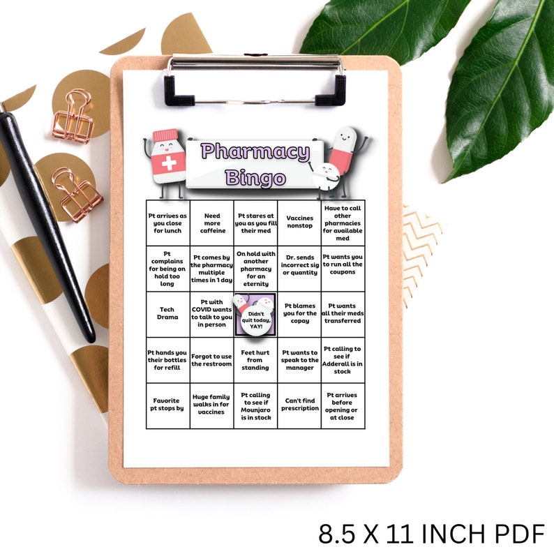 Editable Pharmacy Bingo Game: Fun Work Activity (single PDF) - Etsy