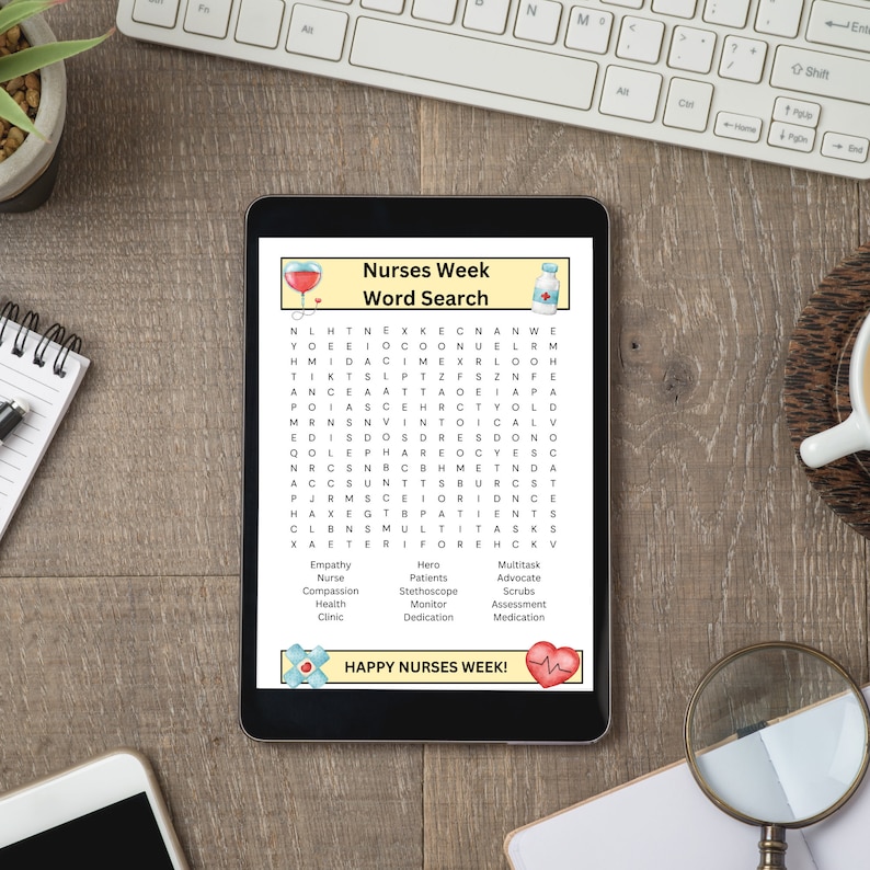 Nurses Week Word Search Game: Fun Printable Activity (PDF Download) - Etsy