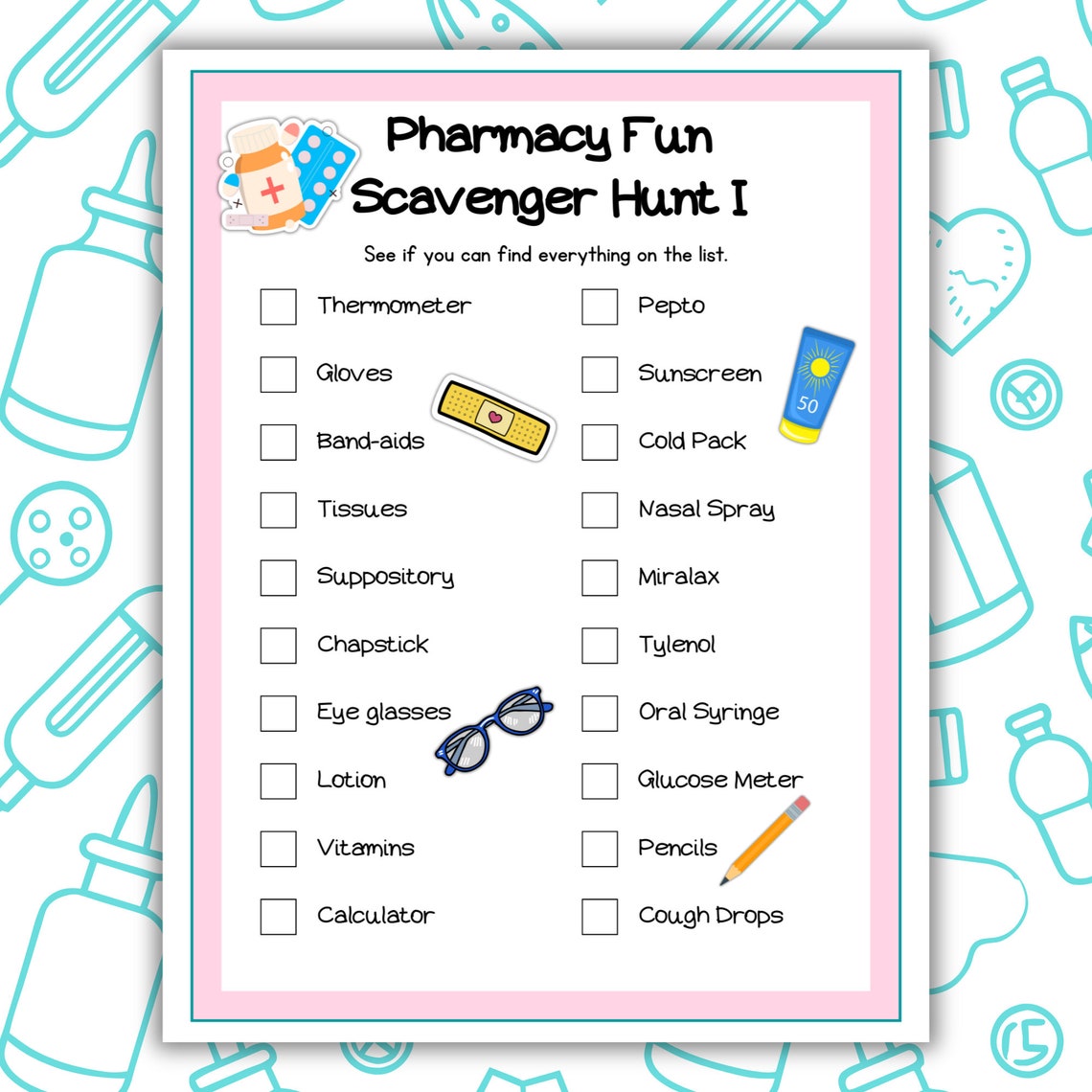 Pharmacy Fun Scavenger Hunt PDF Download-fun Games, Pharmacy Games ...