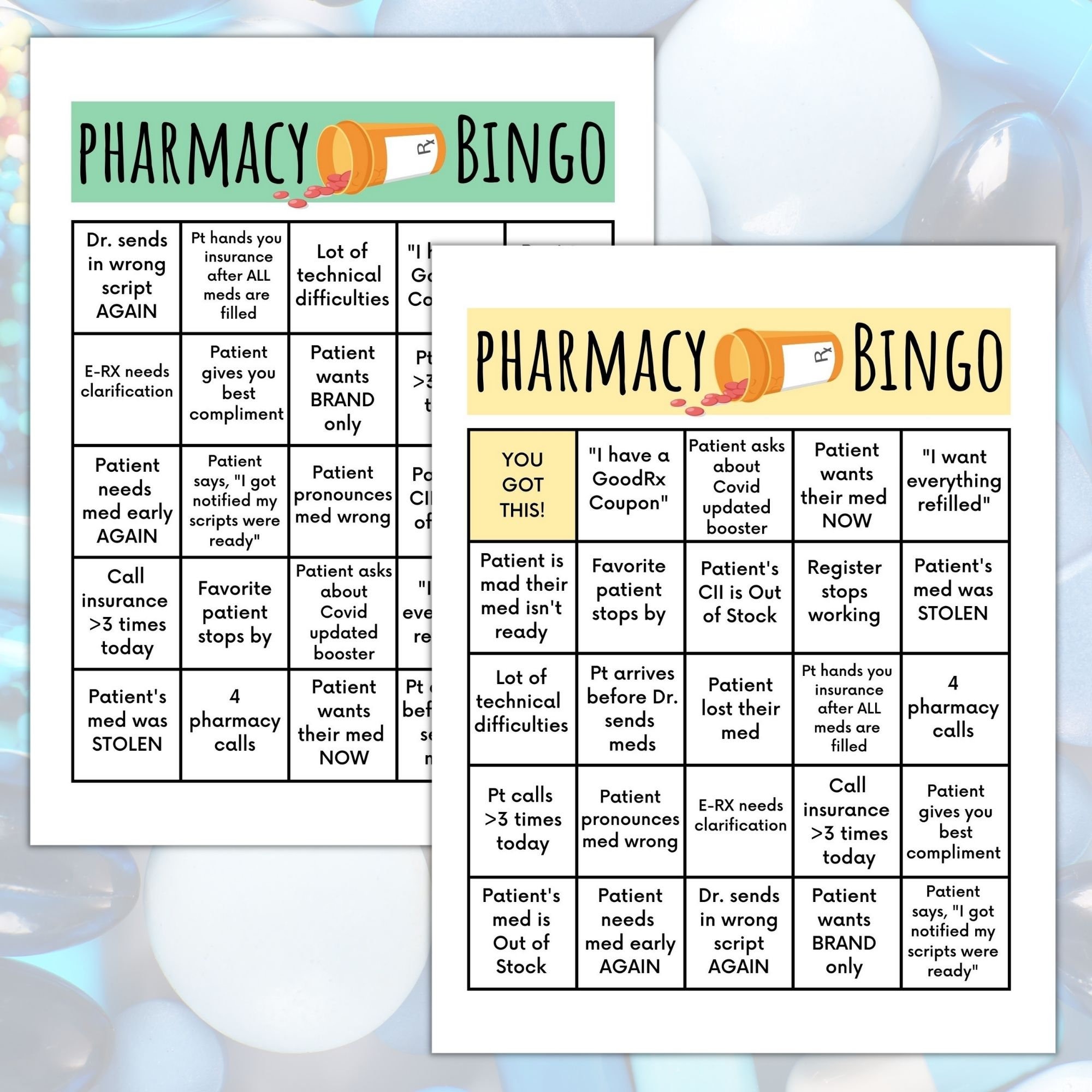 Pharmacy Work Bingo Game: 10 Randomized PDF Sheets (digital Download ...