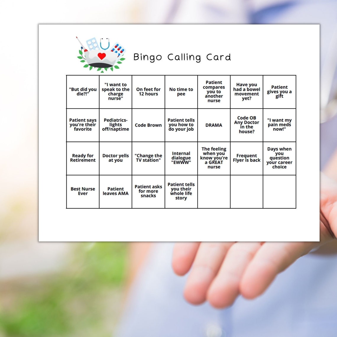 Bingo for Nurses ⁕RETIREMENT Party⁕ PDF 8.5 X 11 Inch⁕ Digital Download ...