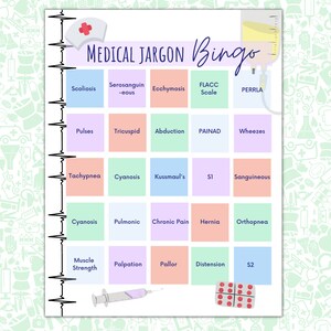 Medical Jargon Bingo Game: 44 Terms, 6 Cards (PDF Download) - Etsy