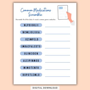 Medication Scramble Games: Pharmacy & Nurse Week Activity (digital ...