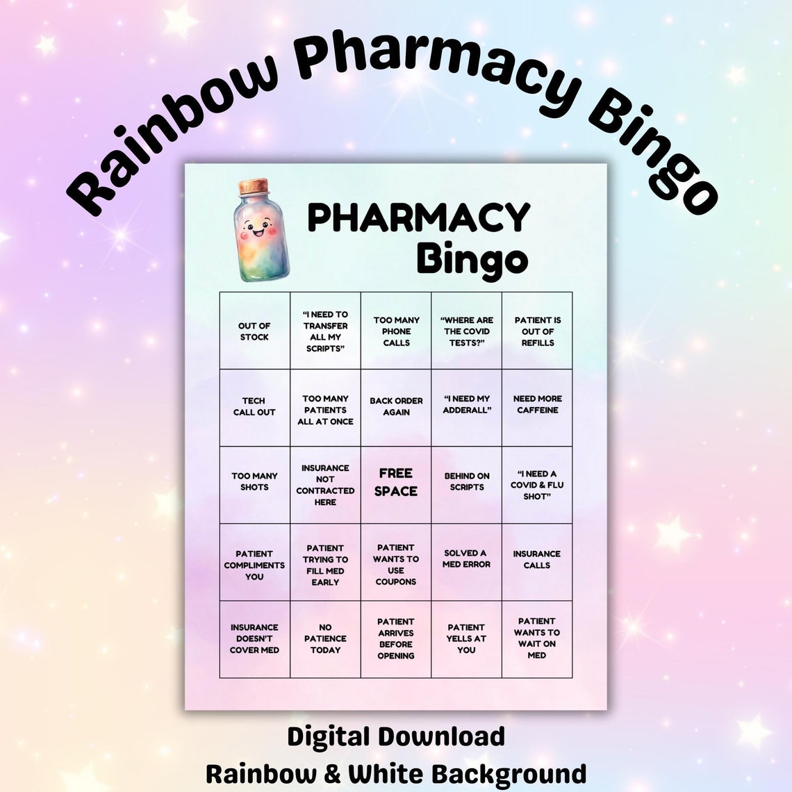 Pharmacy Bingo Digital Download, Fun Game for Pharmacy Week, Pharmacy ...
