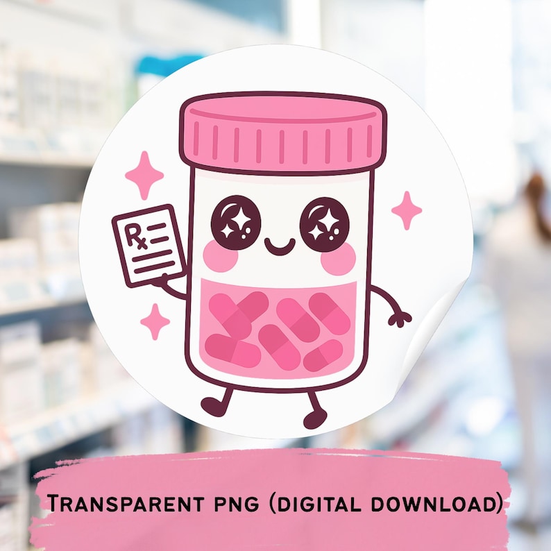 8 Kawaii Pill Bottle PNG Clipart: Pharmacy Rx Art (digital Download) - Etsy