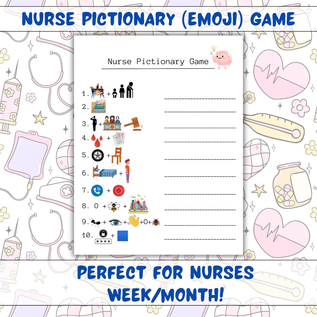 Nurse Emoji Pictionary Game: Printable Nursing Activity (digital ...