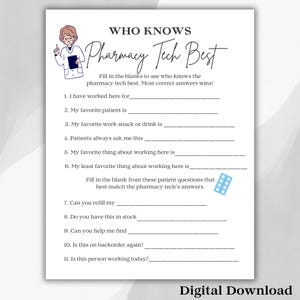 Pharmacy Games *who Knows Pharmacist/pharmacy Tech Best*download ...