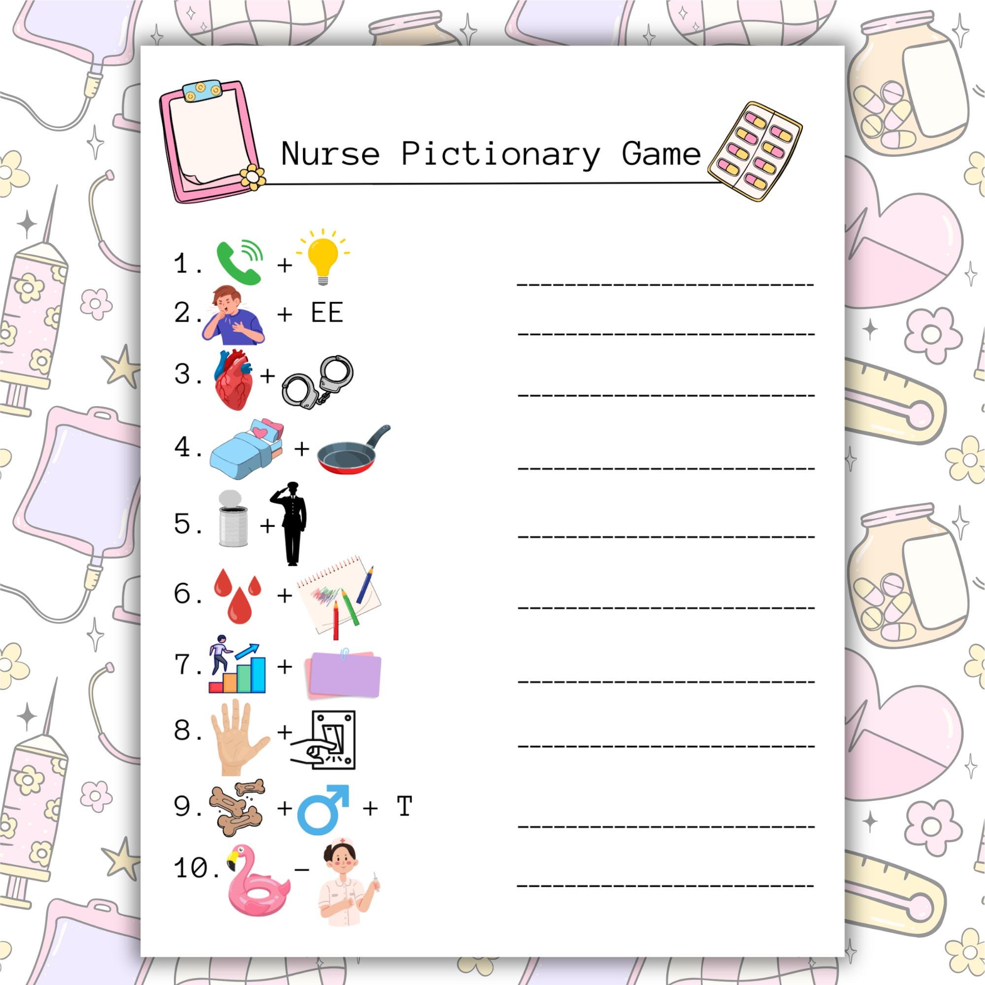 Nurse Emoji Pictionary Game: Nurses Week Party Activity (instant ...