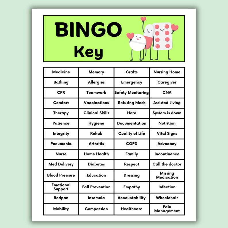 Healthcare Bingo Game: 30 Randomized Sheets (PDF Download) - Etsy