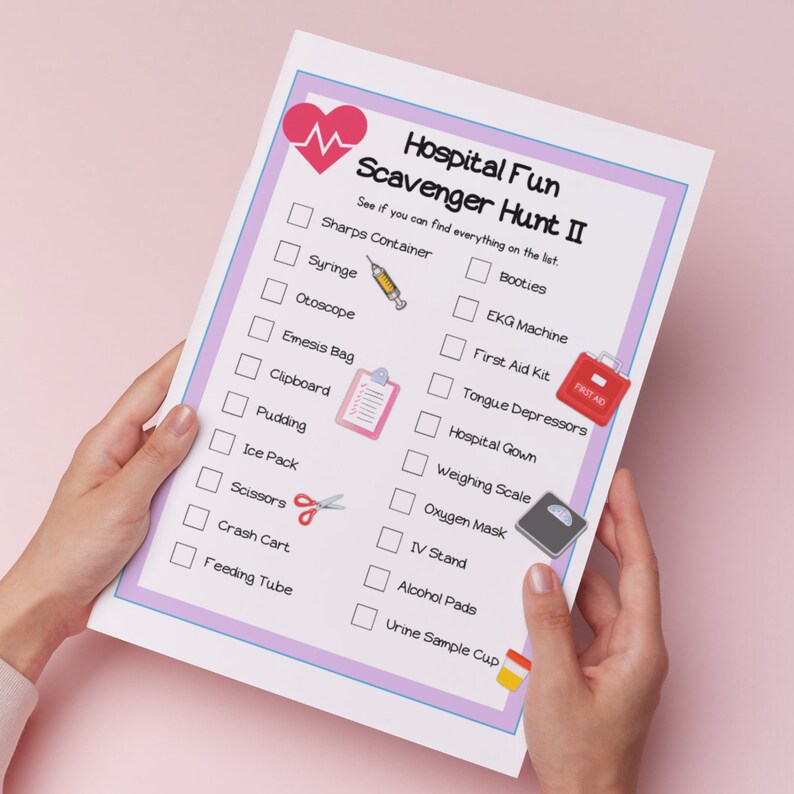 Hospital Fun Scavenger Hunt PDF Download-nurse Games, Nurse Week ...
