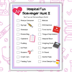 Hospital Fun Scavenger Hunt Game: Nurse Week Activity (PDF Download) - Etsy