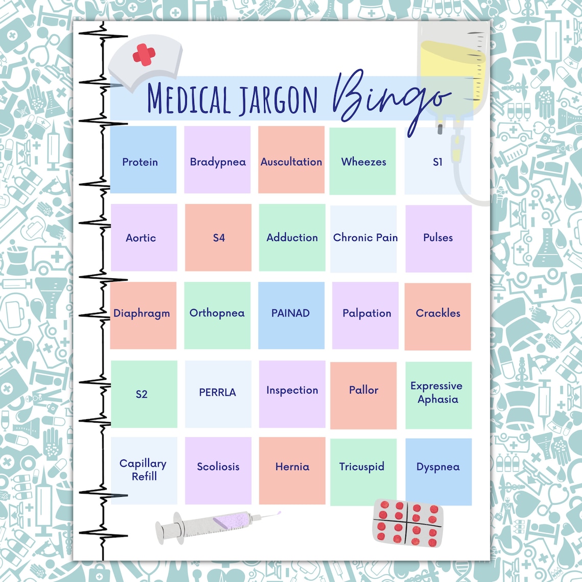 Medical Jargon Bingo Game PDF Download With 44 Medical Definitions ...