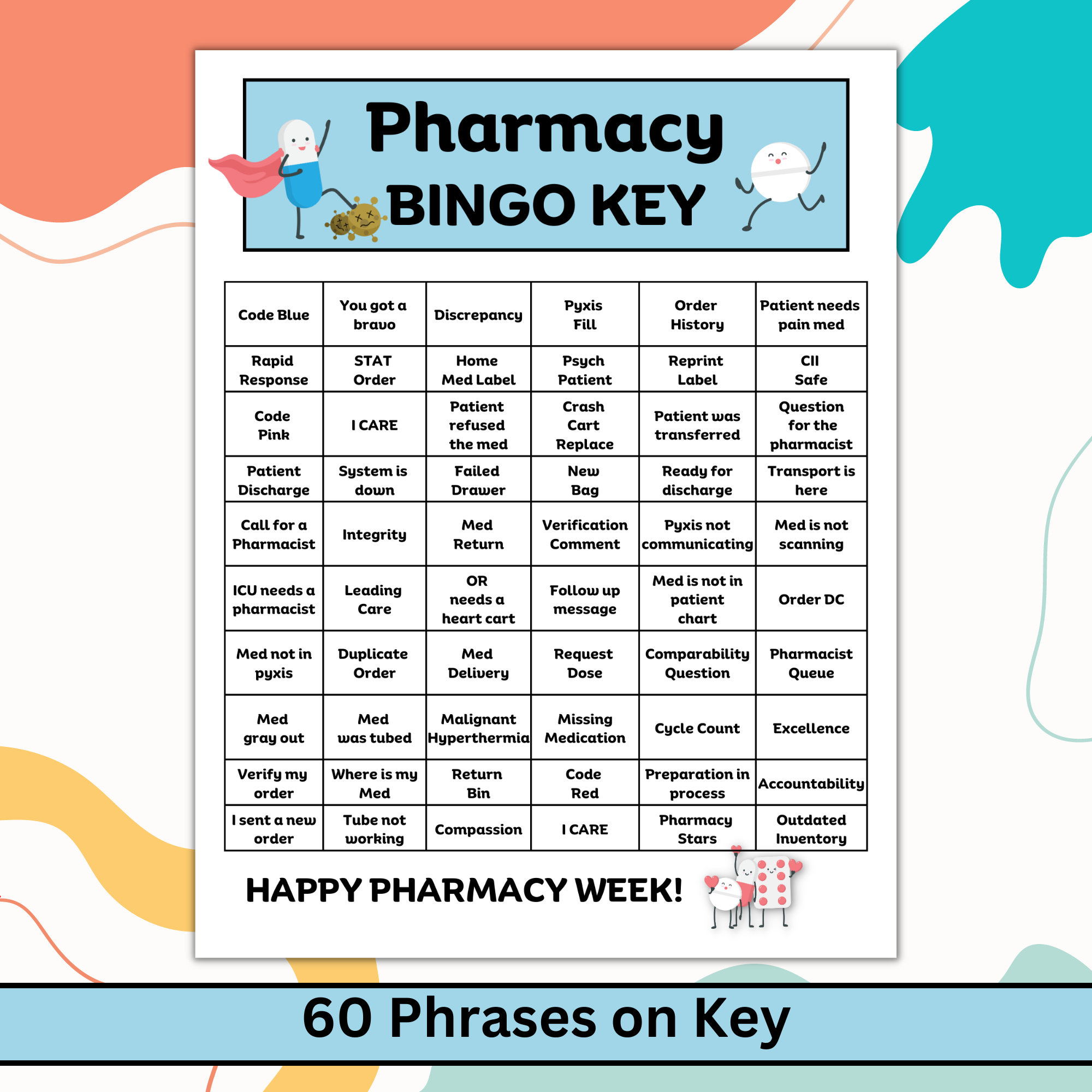 EDITABLE Hospital Pharmacy Bingo*pdf Download*30 Bingo Cards in 2 ...