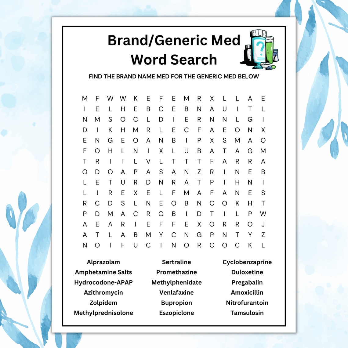 Medication Word Search Printable*pharmacy Games, Pharmacist, Pharmacy ...