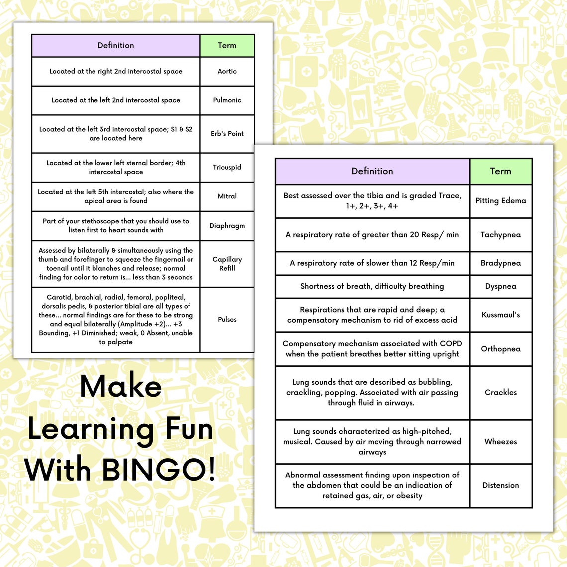 Medical Jargon Bingo Game PDF Download With 44 Medical Definitions ...