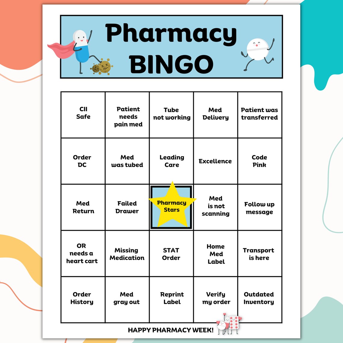 EDITABLE Hospital Pharmacy Bingo*pdf Download*30 Bingo Cards in 2 ...