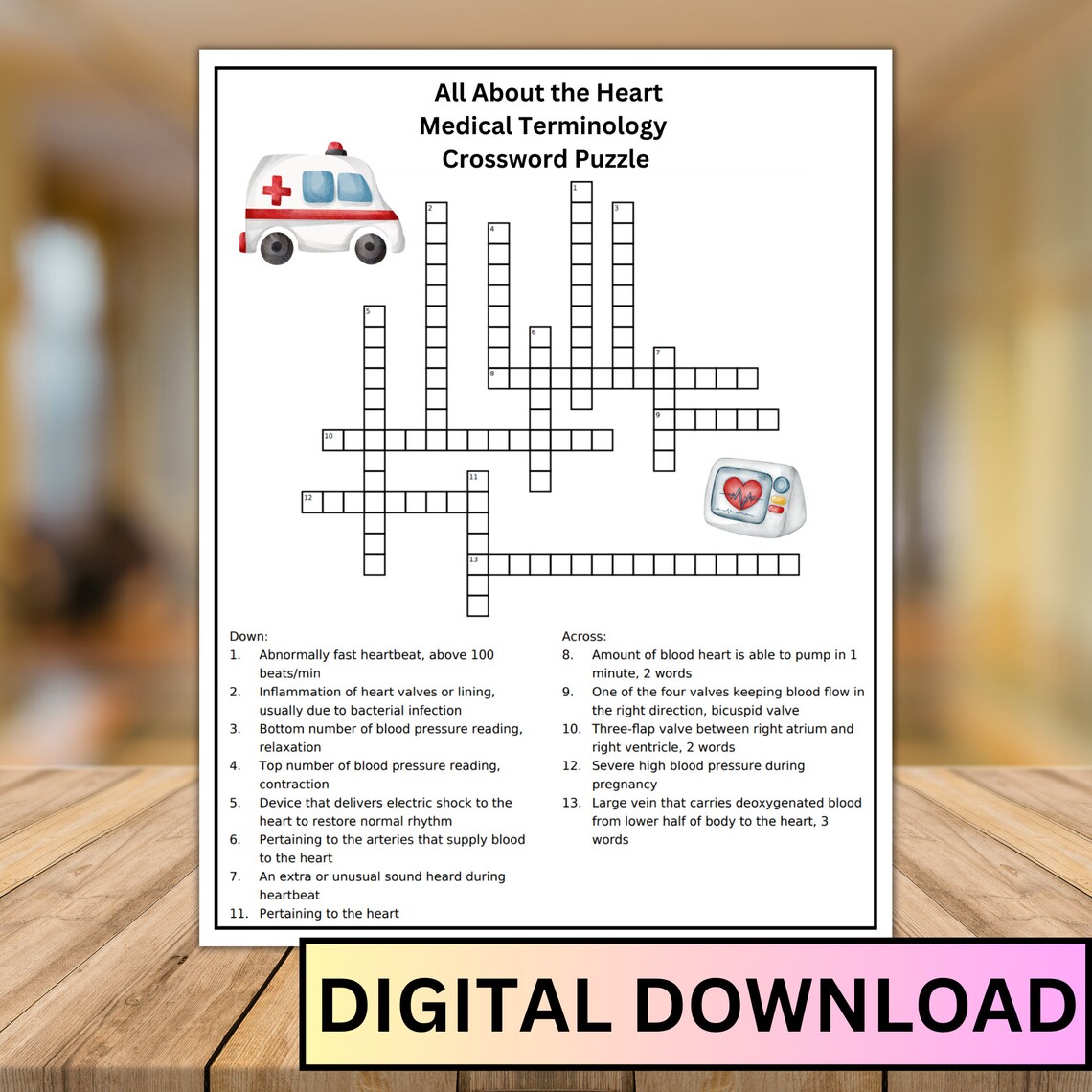 Heart/cardiac Med Terms-2 Crossword Puzzles + Answer Key -trivia ...