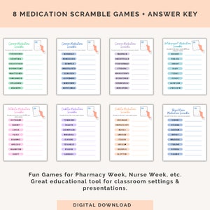 Medication Scramble Games: Pharmacy & Nurse Week Activity (digital ...