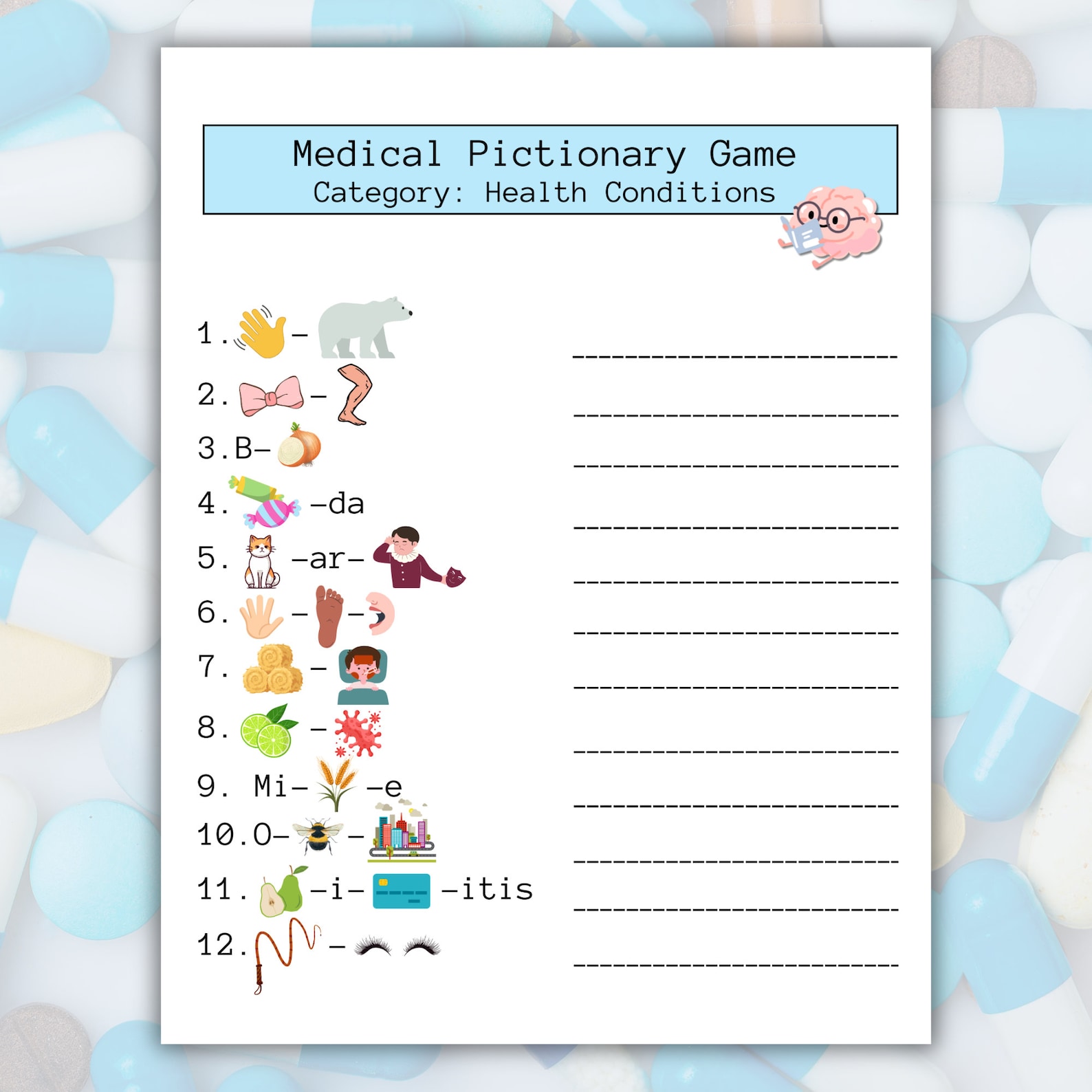 2 Medical Pictionary Games+answer Key*medical*nursing*pharmacy ...