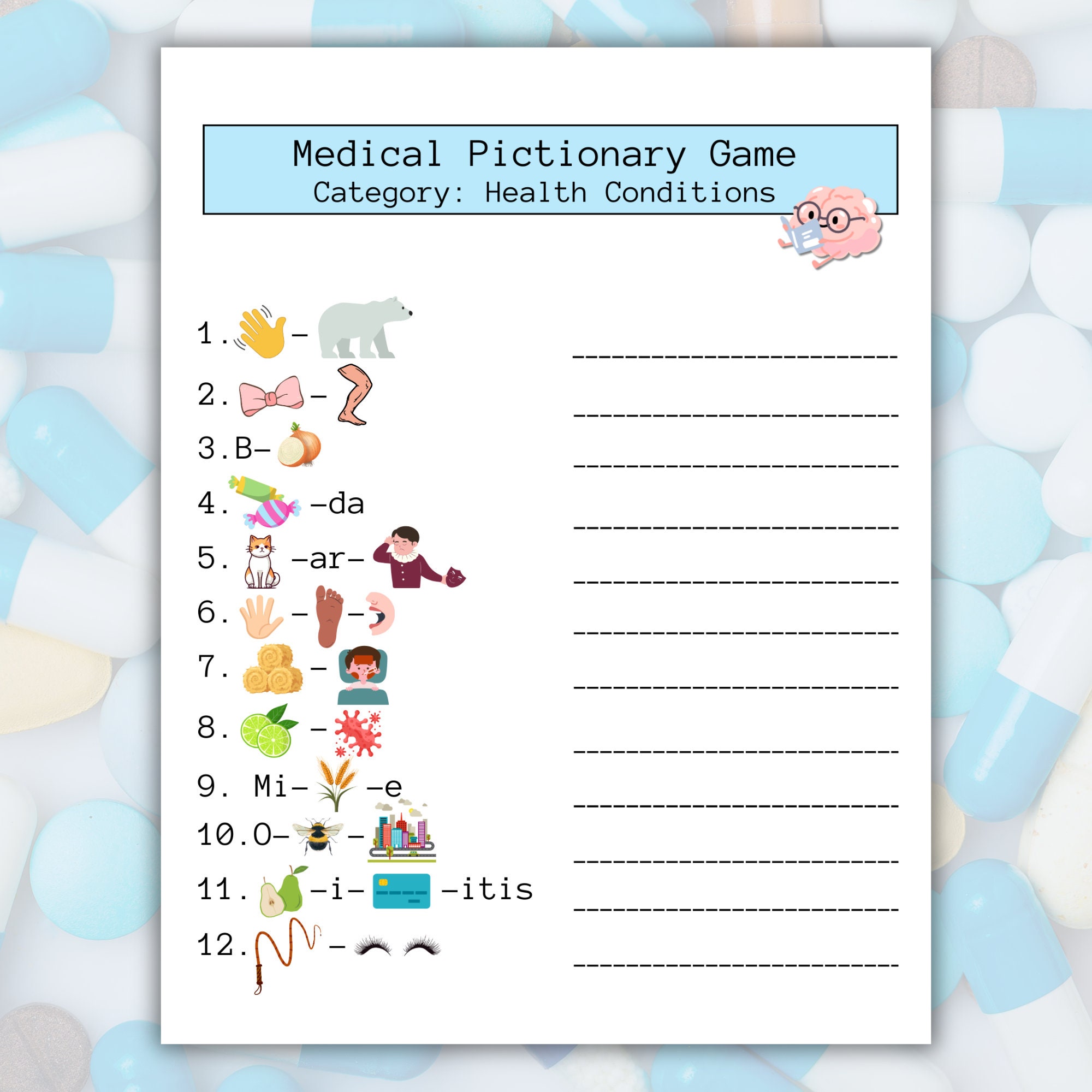 2 Medical Pictionary Games+answer Key*medical*nursing*pharmacy ...