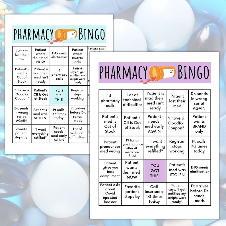 Pharmacy Work Bingo Game: 10 Randomized PDF Sheets (digital Download ...