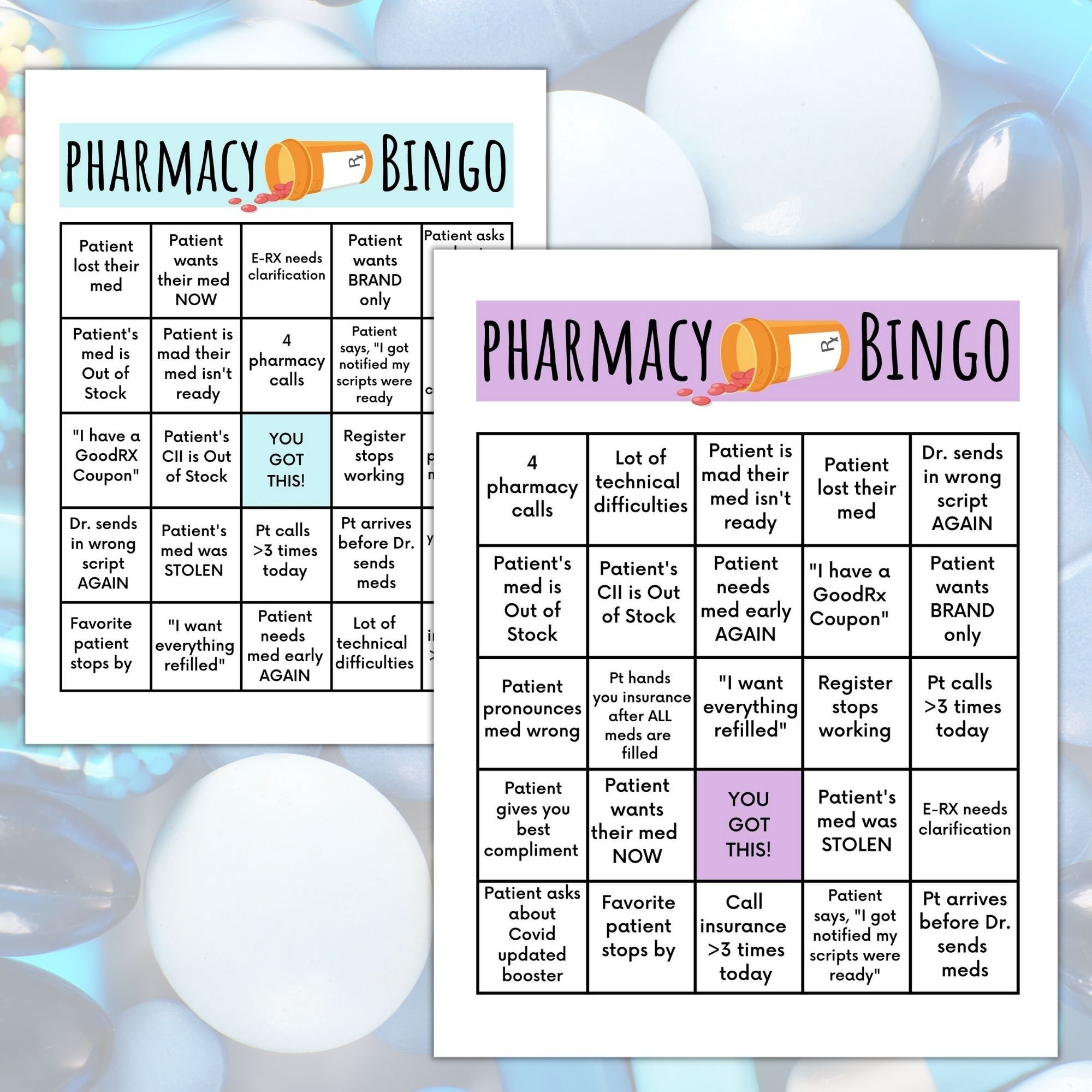 Pharmacy Work Bingo Game: 10 Randomized PDF Sheets (digital Download ...